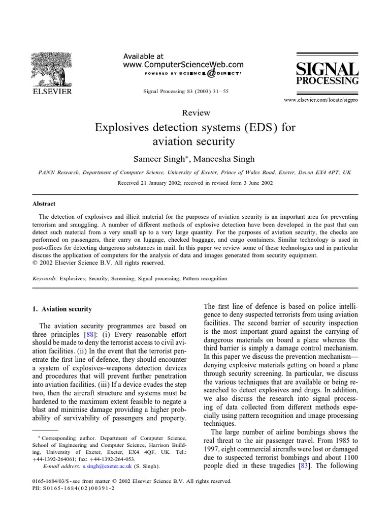 Explosives Detection Systems (EDS) For Aviation Security | PDF | X Ray ...