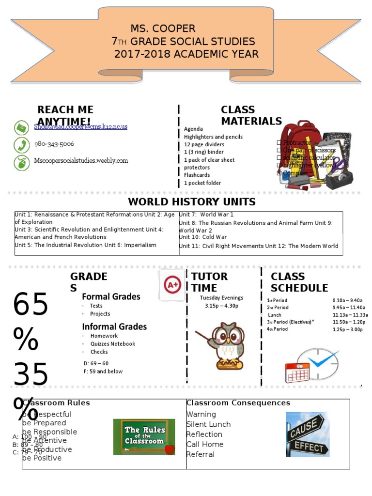7 Ms. Cooper Grade Social Studies 2017-2018 ACADEMIC YEAR: Reach Me ...