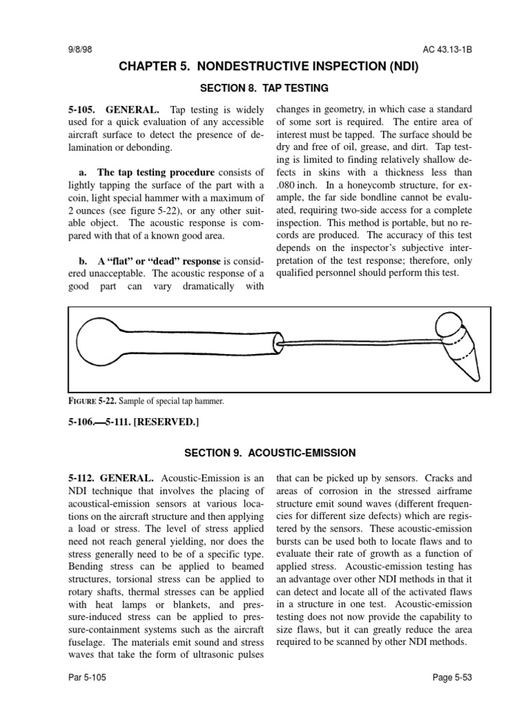Chapter 5. Nondestructive Inspection (Ndi) : Section 8. Tap Testing 5 ...