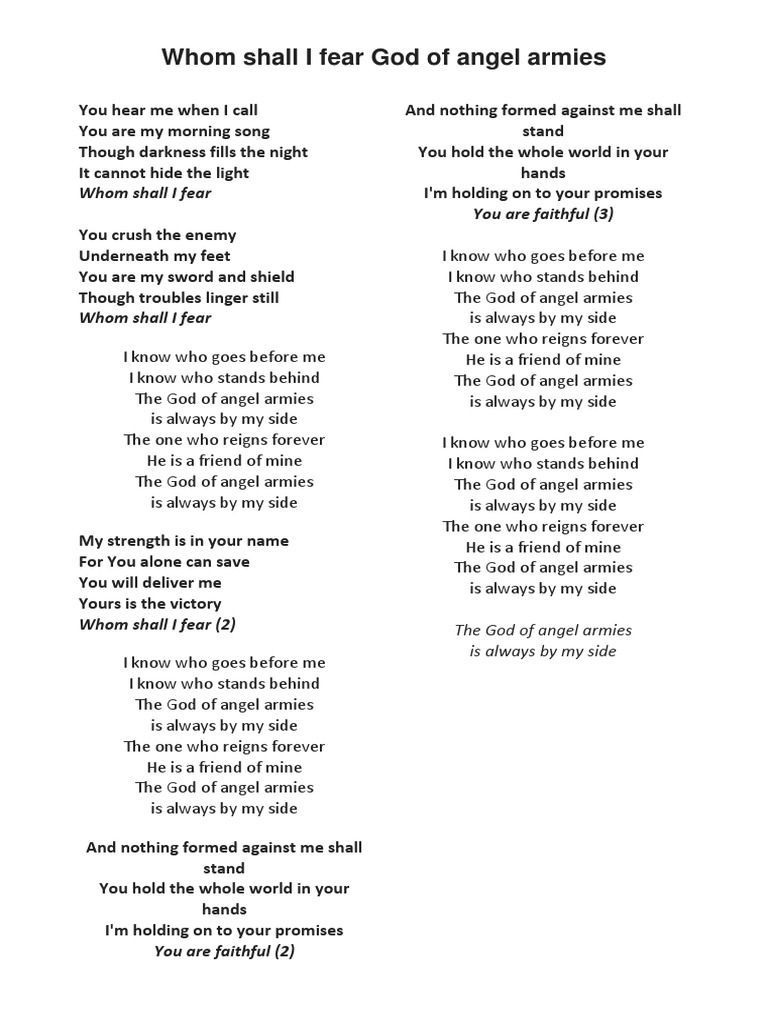Whom Shall I Fear (Lyrics) | PDF