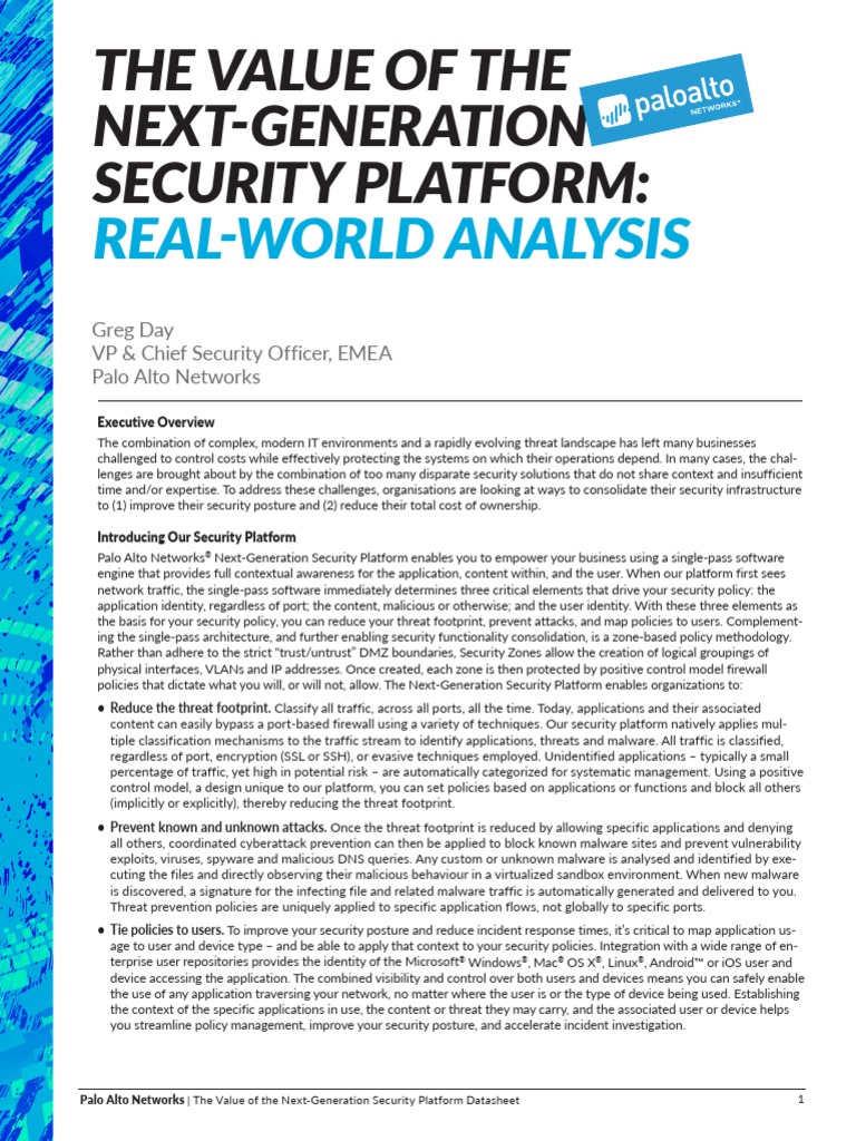 Value of Next Generation Security Platform Final | PDF | Malware | Threat (Computer)