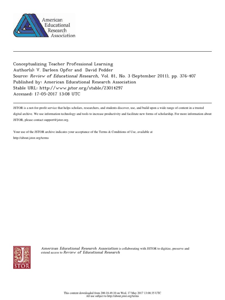 Conceptualizing Teacher Professional Learning | PDF | System | Complexity Conceptualizing Teacher Professional Learning | PDF | System | Complexity