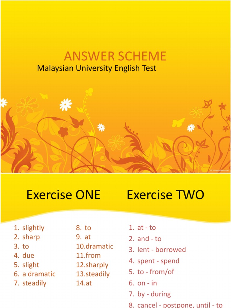 MUET Writing (Vocabulary Exercise) - Answer Scheme | PDF
