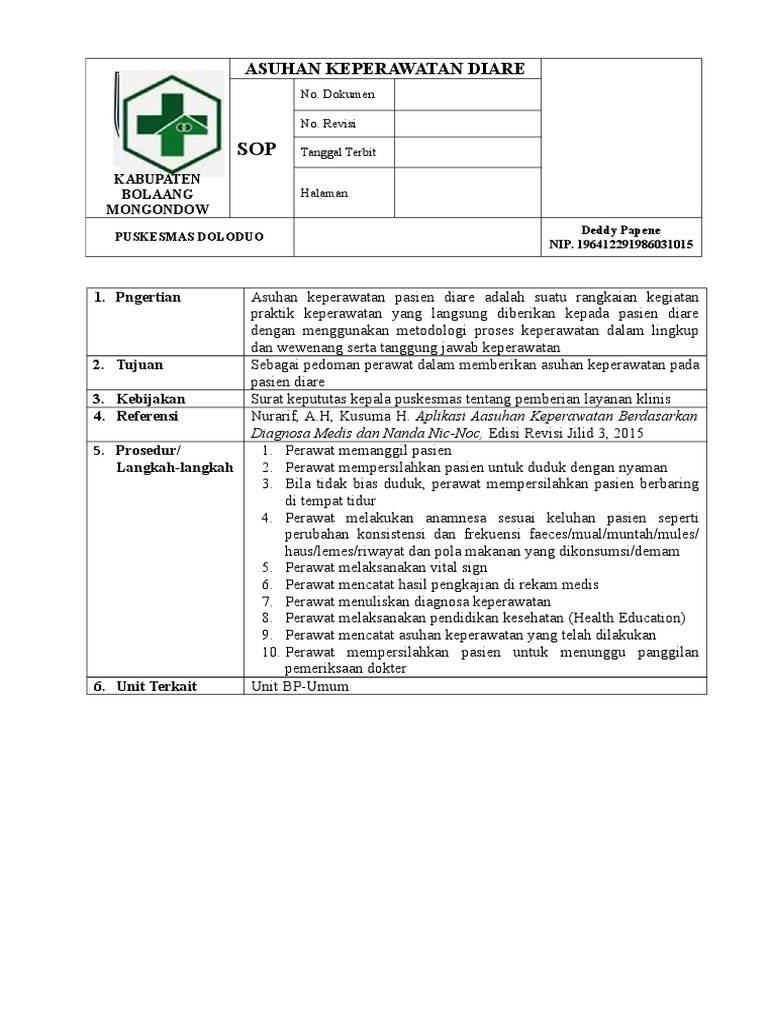 Sop - Askep Diare | PDF