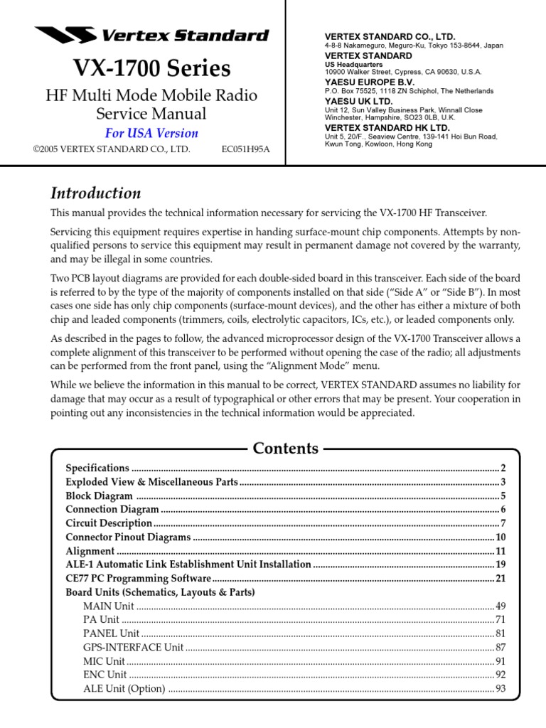 VX 1700 Technical Information | PDF | Amplifier | Wireless