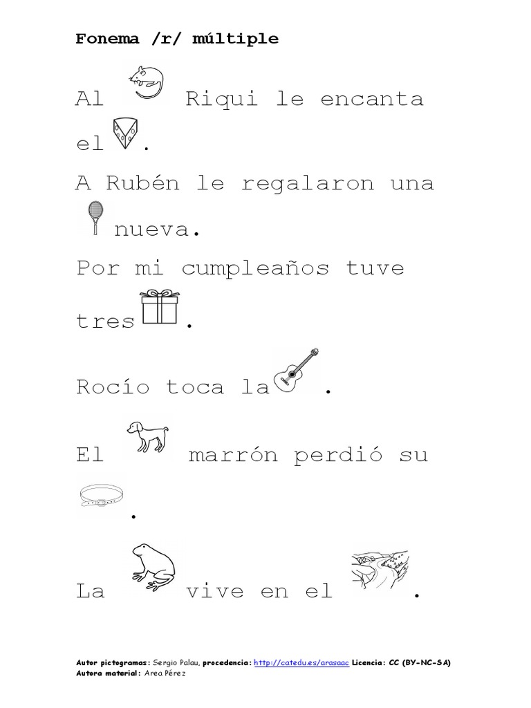 Frases y oraciones con fonema /r/ | PDF | Ocio