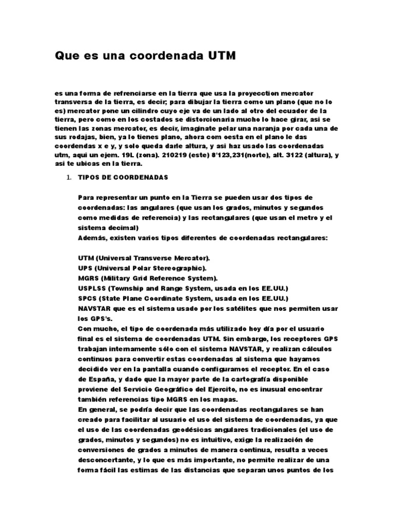 Que Es Una Coordenada UTM | PDF | Sistema coordinado | Longitud