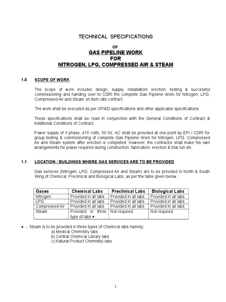 Technical Specifications - Gas Pipeline Work | Download Free PDF | Pipe ...