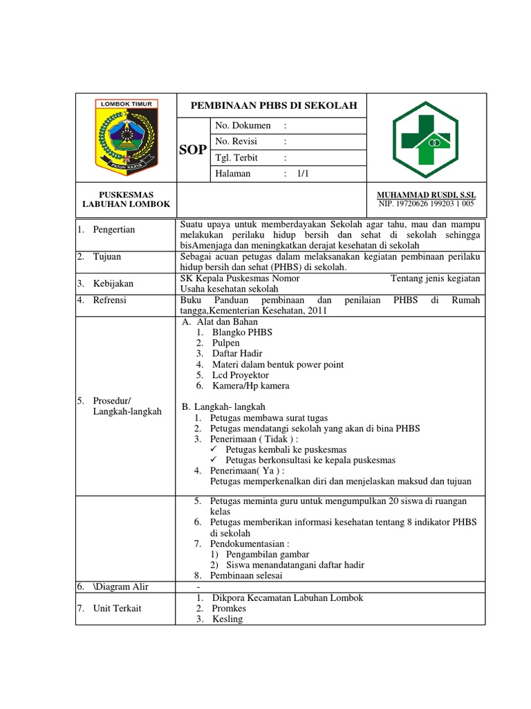 (DP) Sop Phbs Sekolah | PDF