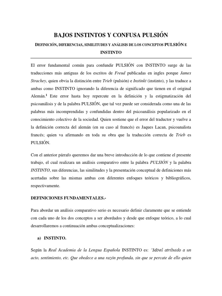 Análisis de Pulsión e Instinto en Freud | PDF | Jacques Lacan ...
