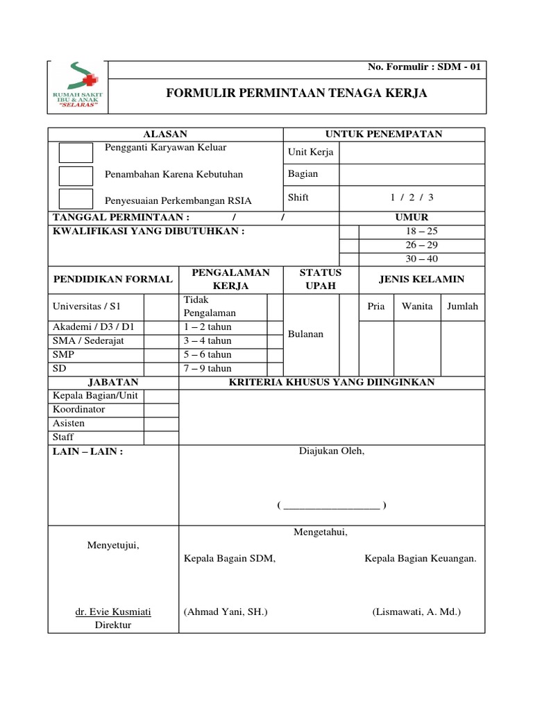 Form. Permintaan Tenaga Kerja | PDF