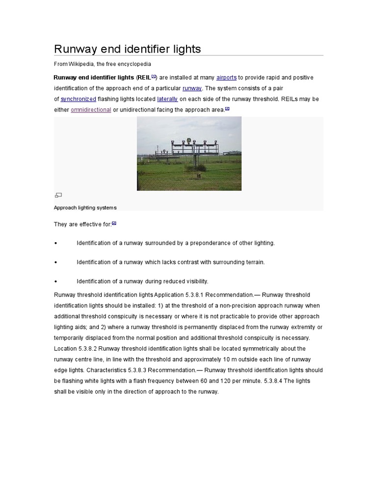 Runway End Identifier Lights RTIL | PDF