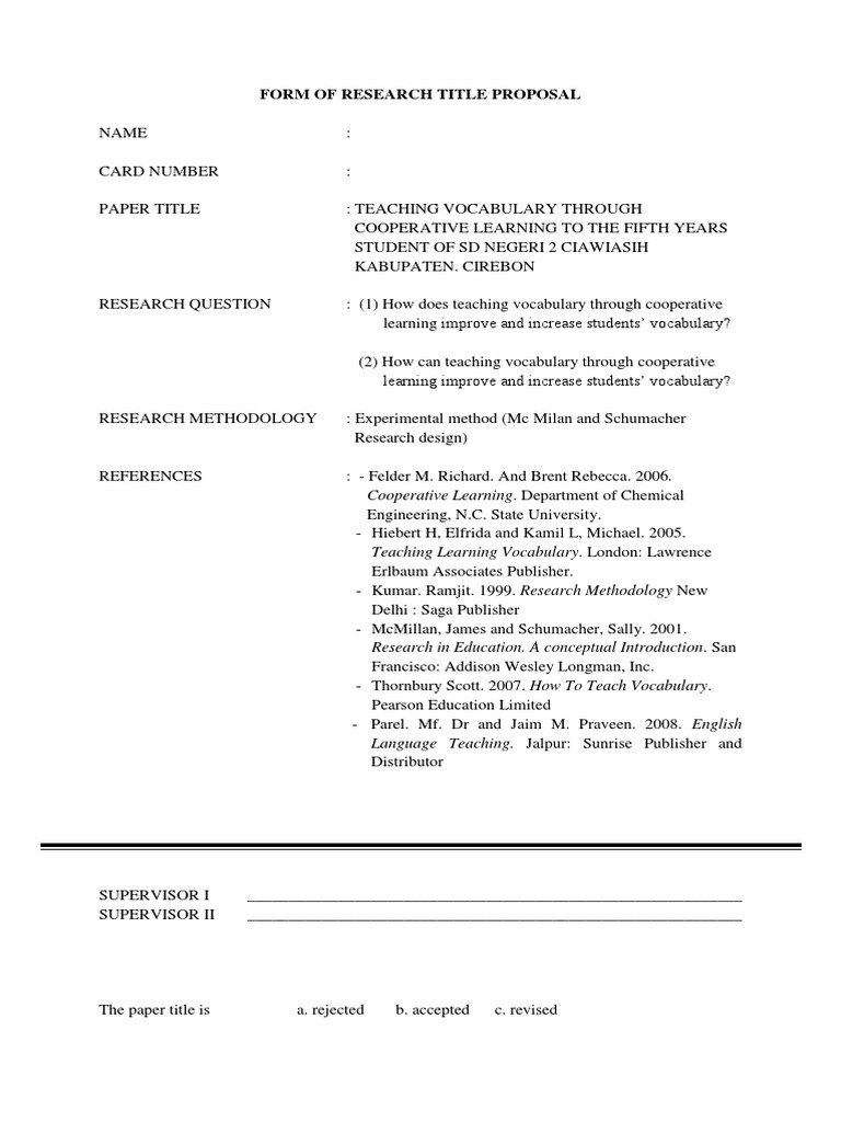 Form of Research Title Proposal | PDF | Academic Discipline ...