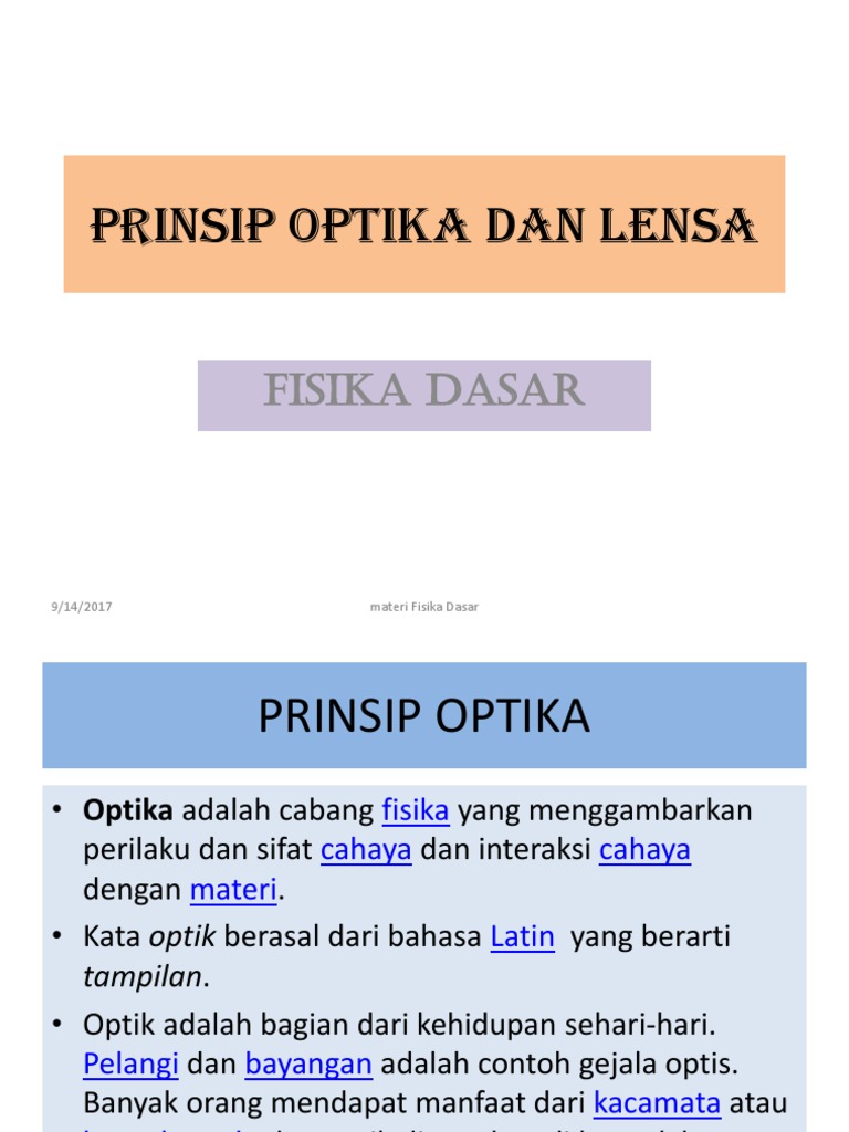Prinsip Optika Dan Lensa | PDF