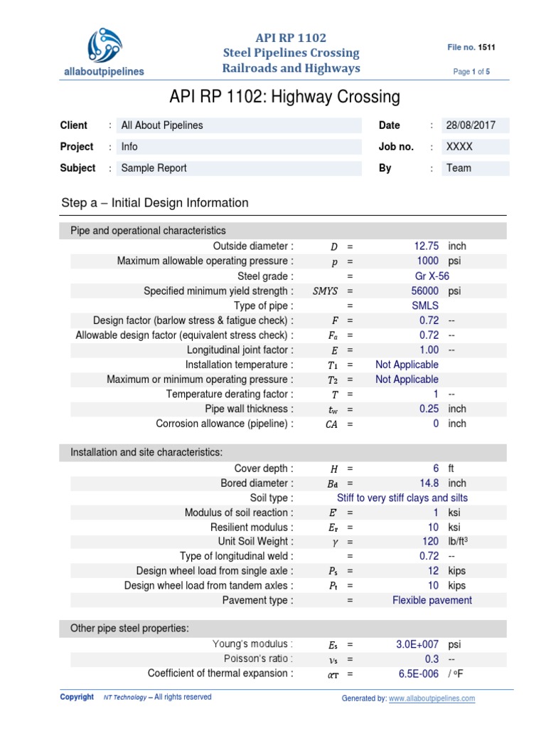 Sample Report - API RP 1102 - Highway | PDF | Pipe (Fluid Conveyance ...
