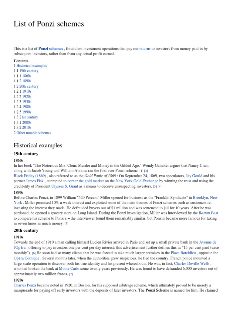 List of Ponzi Schemes | PDF | Racketeer Influenced And Corrupt ...