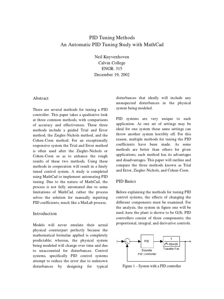 Ziegler-Nichols PID Tuning Overview | PDF | Applied Mathematics ...