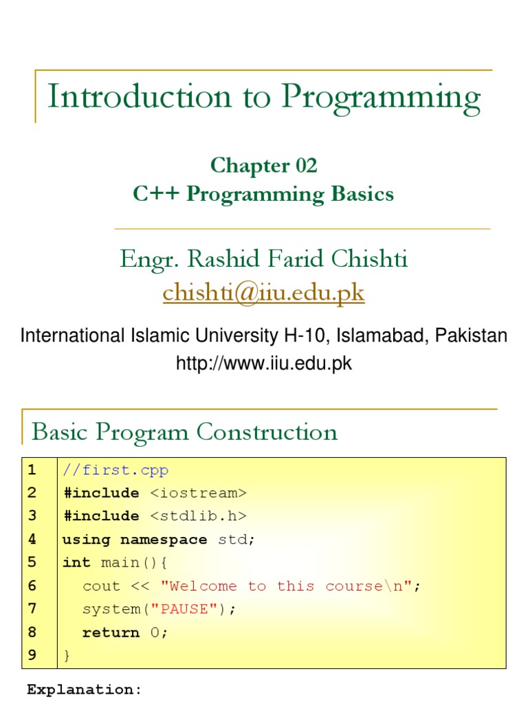 Ch02 C++ Programming Basics | PDF | Data Type | Integer (Computer Science)