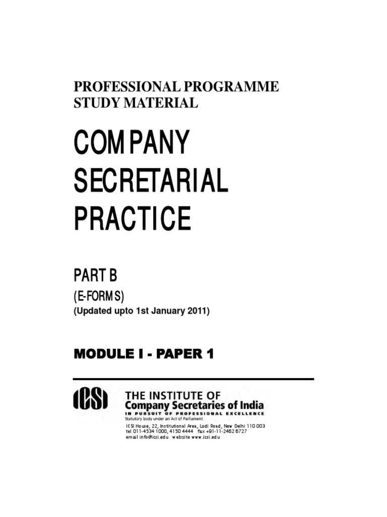 Company Secretarial Practice - Part B - (E-Forms) PDF | PDF | Identity ...