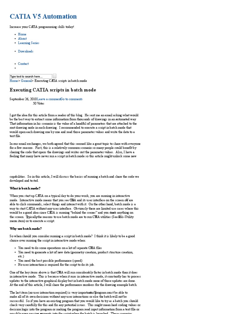 Executing CATIA Scripts in Batch Mode - CATIA V5 Automation | PDF | Parameter (Computer ...