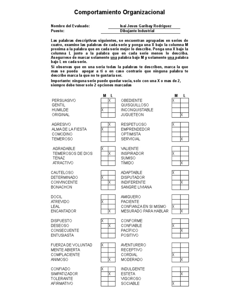 Formato Test Cleaver | PDF | Sicología | Conceptos psicologicos