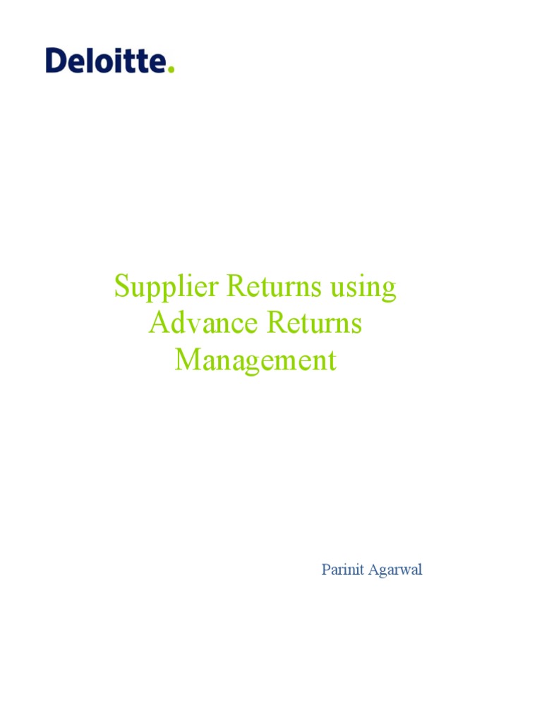 Advance Return Management | PDF | Logistics | Production And Manufacturing