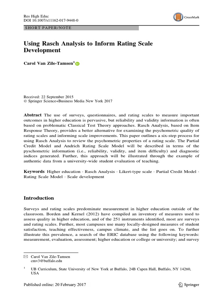 Using Rasch Analysis To Inform Rating Scale | PDF | Psychometrics ...