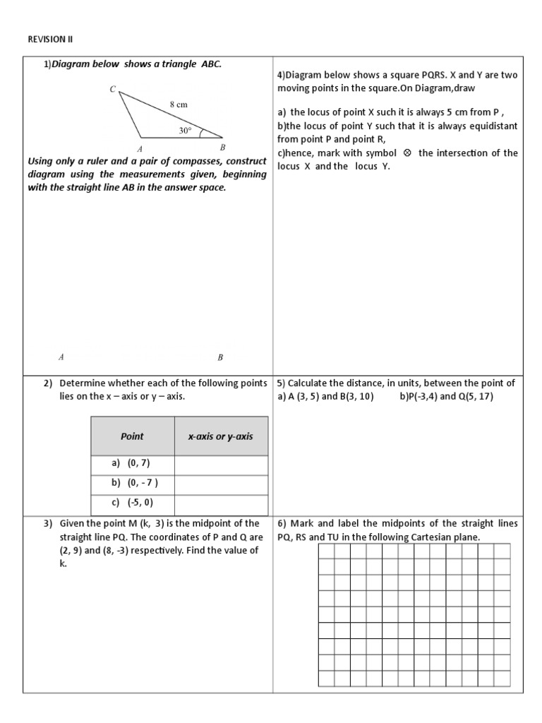 Diagram Below Shows A Triangle ABC.: Revision Ii 1) 4) | PDF ...