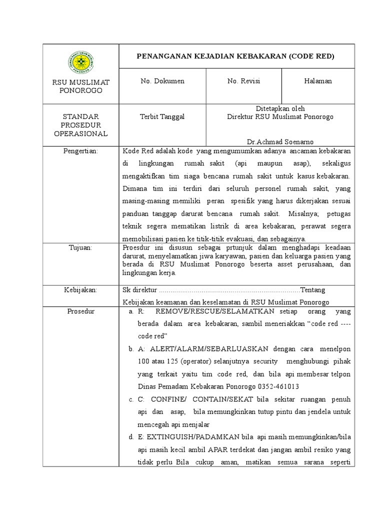 SPO CODE RED (Kebakaran) | PDF
