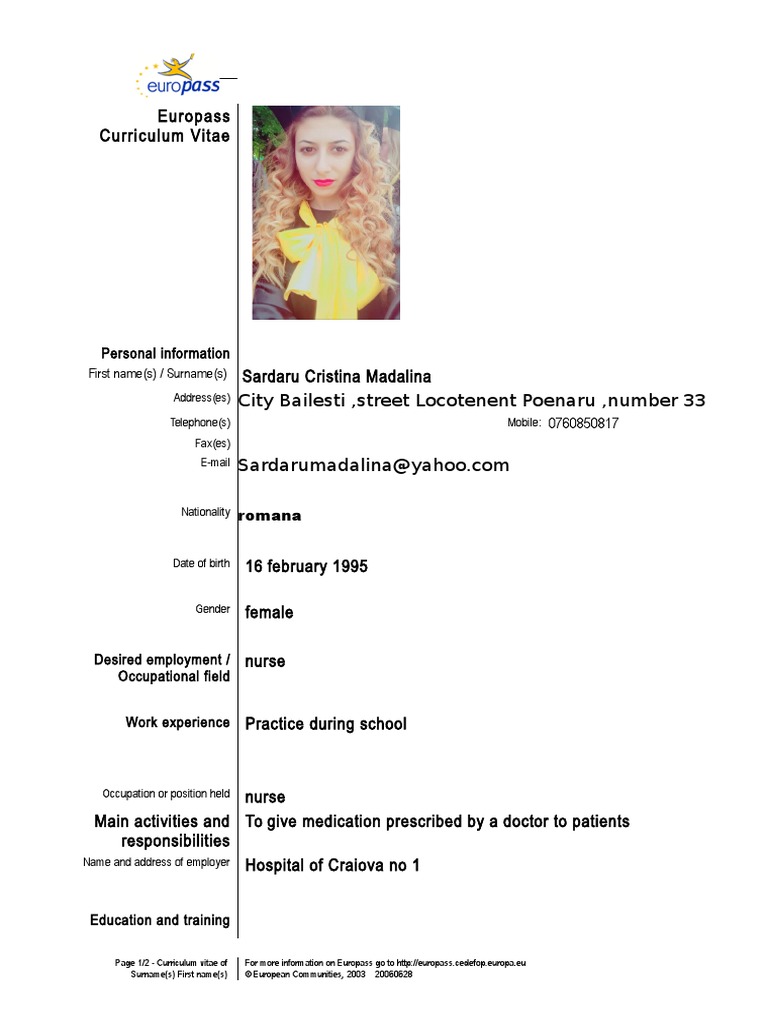 Model CV in Engleza | PDF | Learning | Health Care