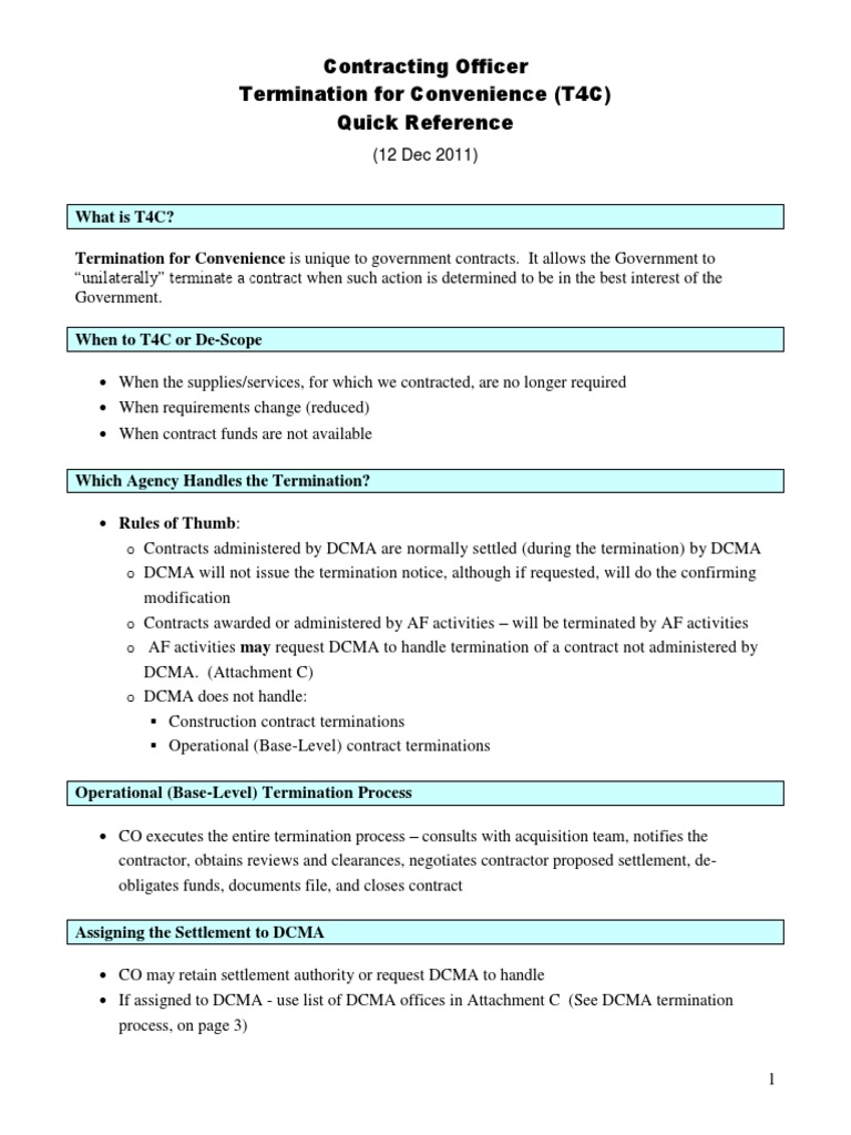 Termination Procedure For Contract | PDF | Government Procurement In ...