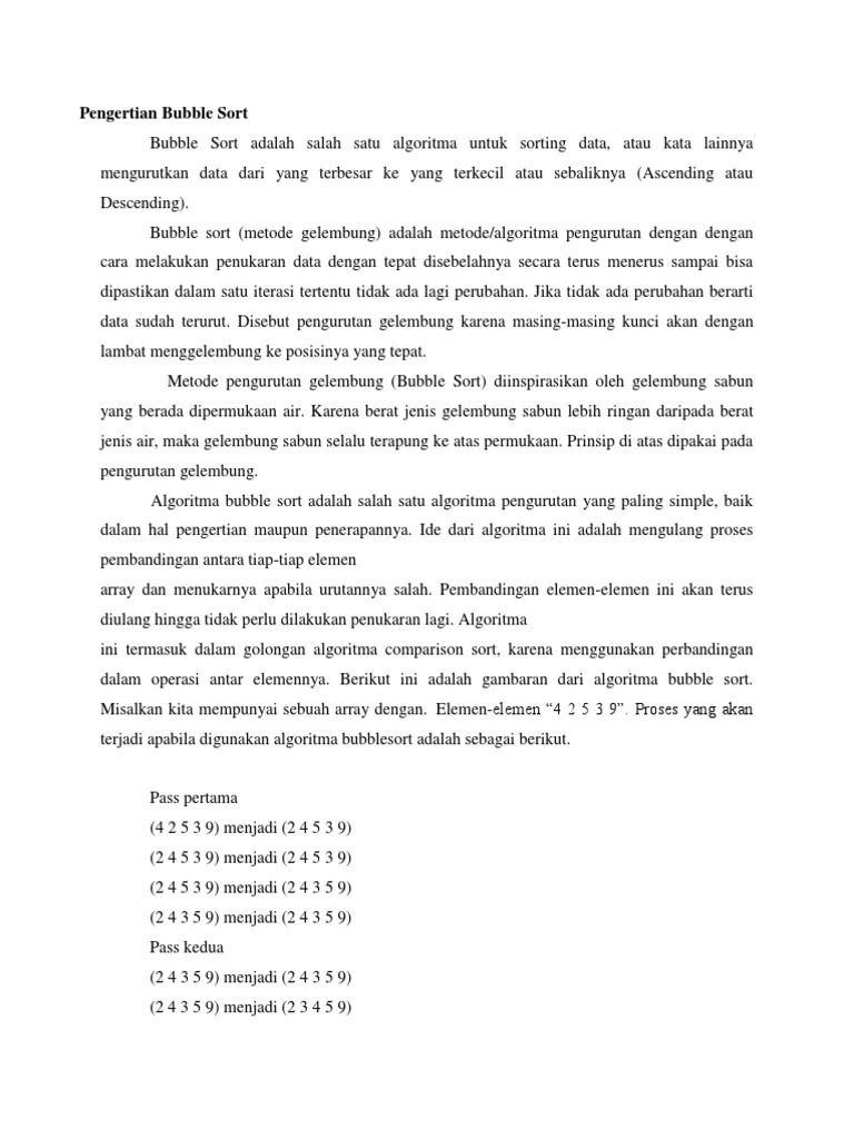 Pengertian Bubble Sort | PDF
