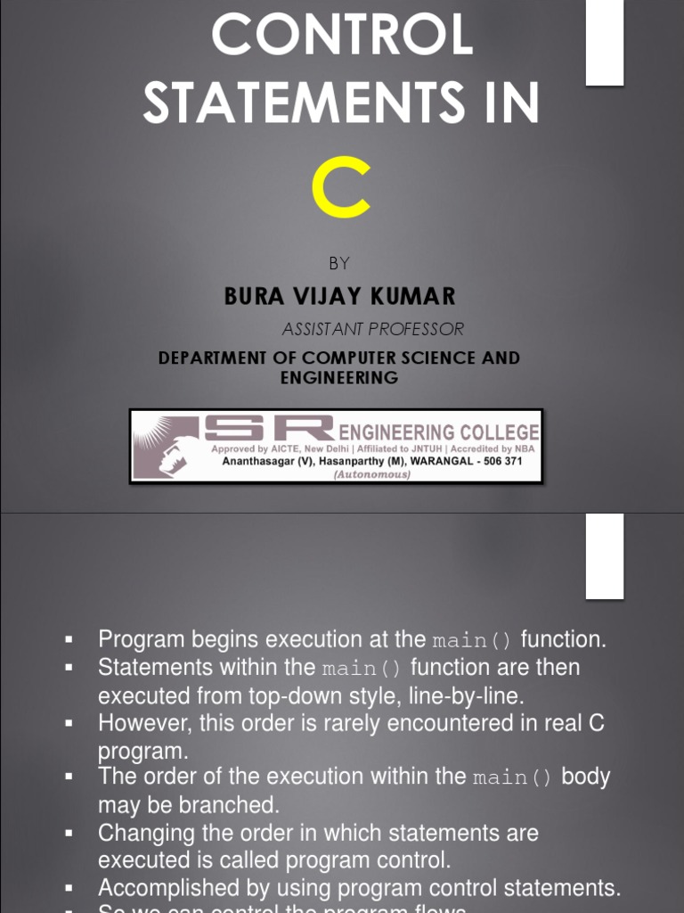 BVK Control Structures in C | PDF | Control Flow | Subroutine