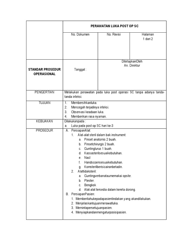 SOP 30 (Perawatan Luka Post OP SC) | PDF