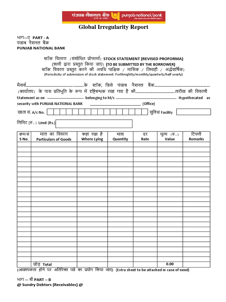 Stock Statement Proforma | PDF