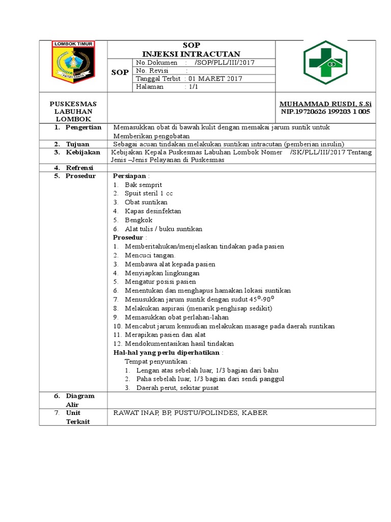 Sop Injeksi Intracutan | PDF