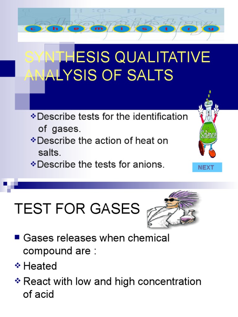 Gas Identification and Tests in Chemistry | PDF | Salt (Chemistry) | Ion