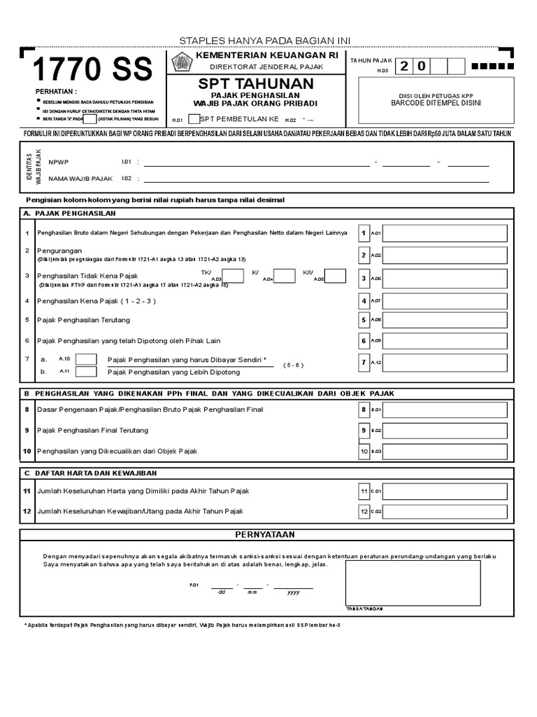 Formulir SPT 1770 ss1 | PDF