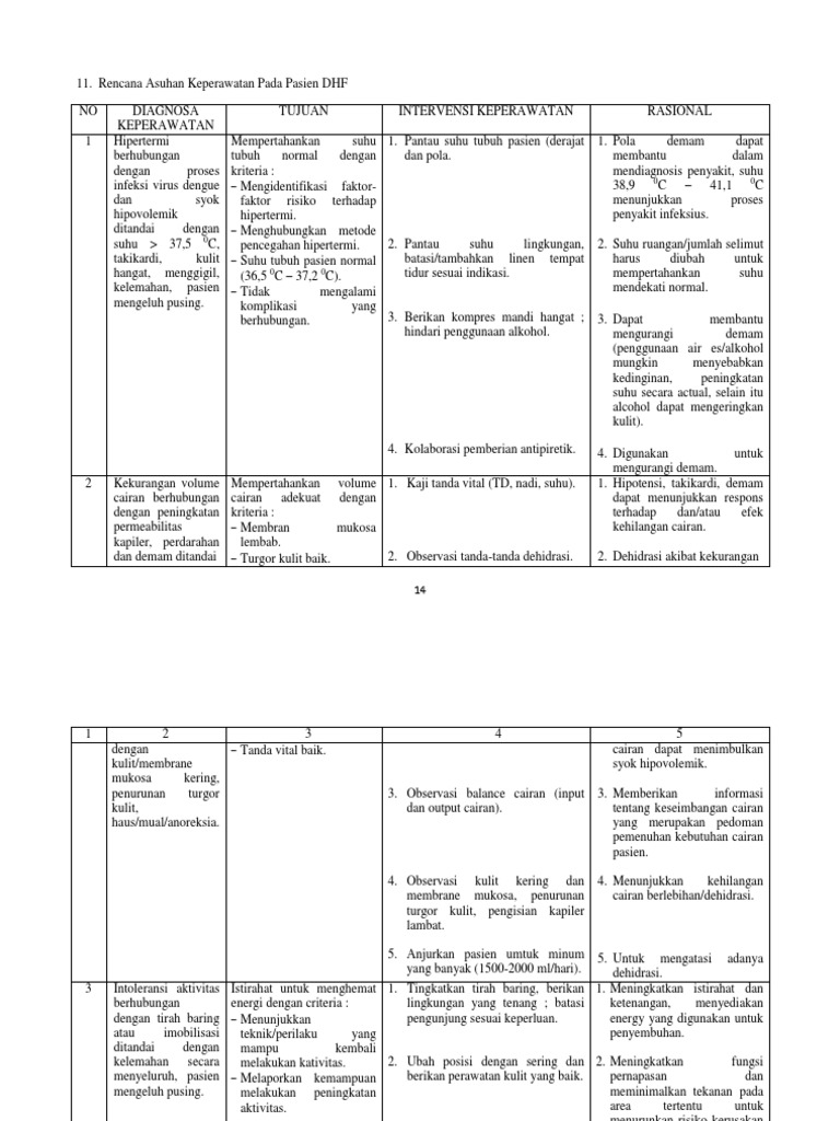 Rencana Asuhan Keperawatan Pada Pasien Dhf Pdf