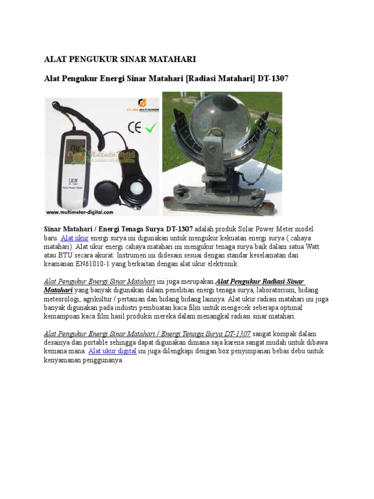 Alat Pengukur Sinar Matahari | PDF | Teknologi & Rekayasa