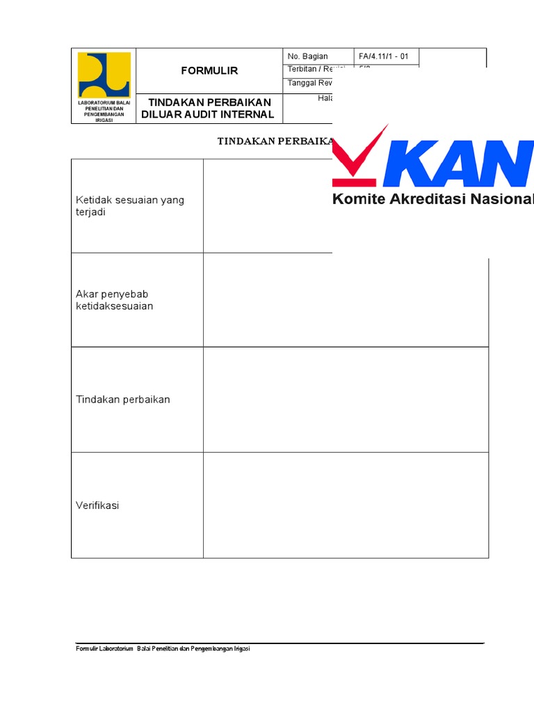 FA.4.11.1-01 (Formulir Tindakan Perbaikan) | PDF