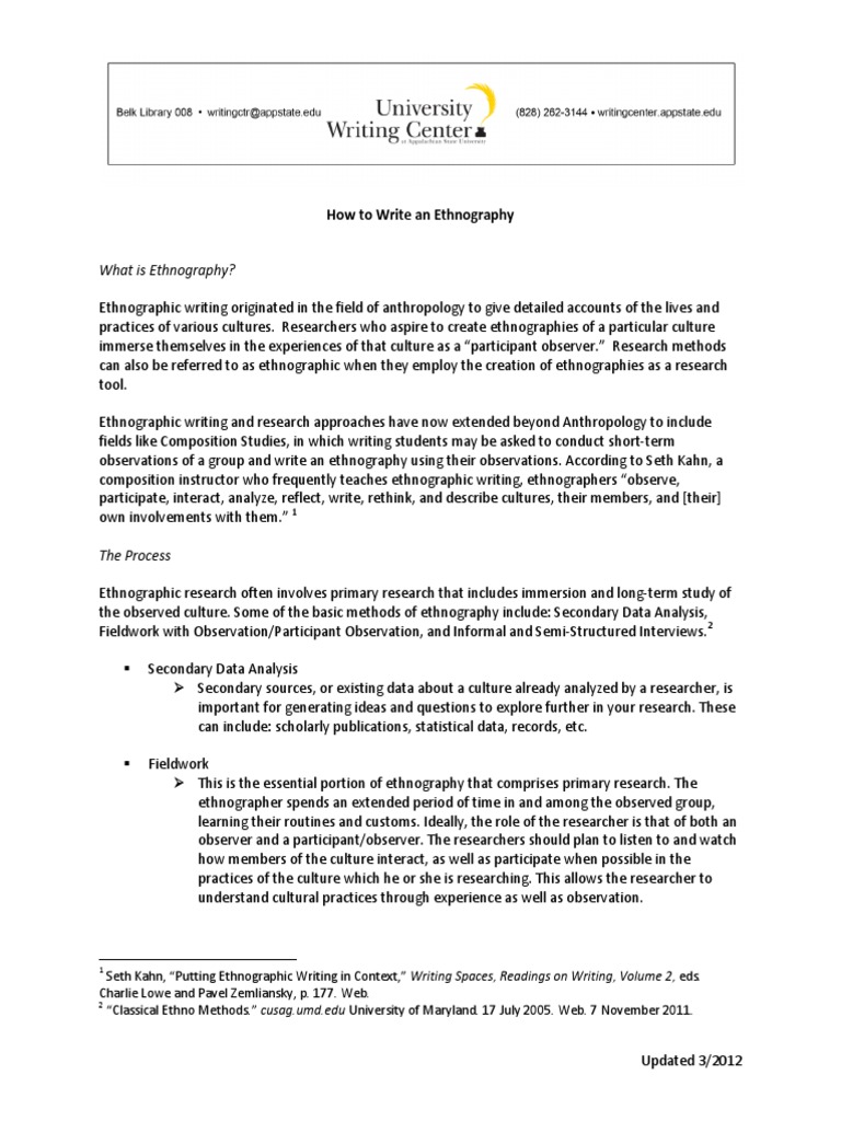 How To Write An Ethnography Final Pdf Pdf Ethnography Field Research