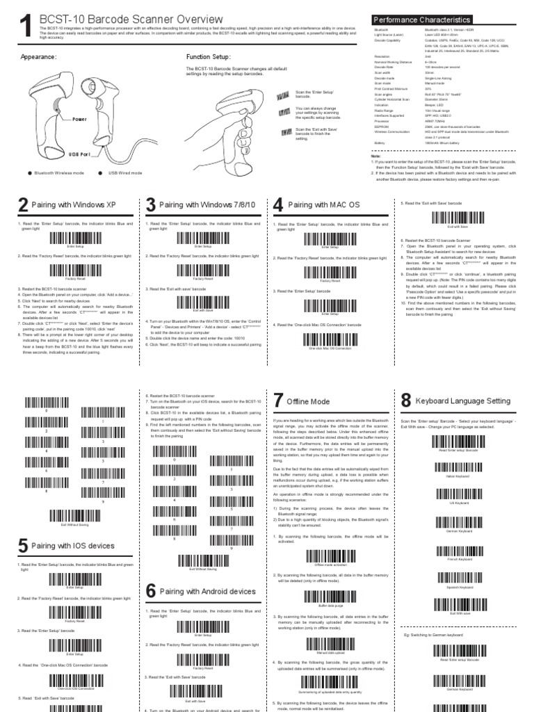 BCST 10 Brief Manual | PDF | Barcode | Bluetooth