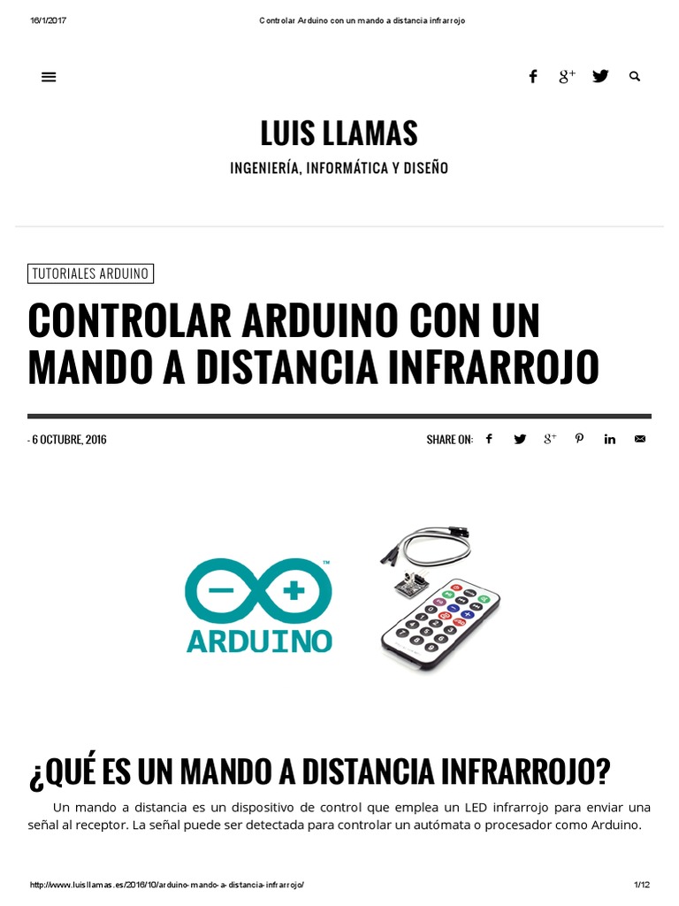 Controlar Arduino Con Un Mando A Distancia Infrarrojo | PDF | Control remoto | Arduino