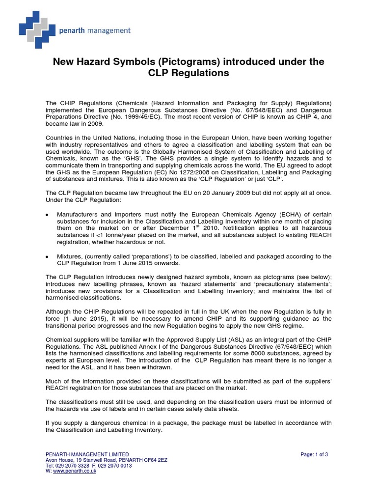 CLP Hazard Symbols For Resource PDF | PDF | Occupational Safety And ...