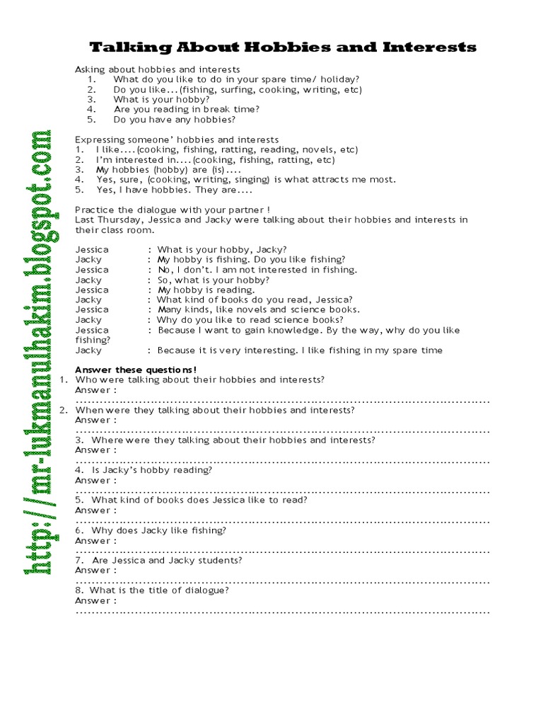 Talking About Hobbies and Interests | PDF | Hobbies