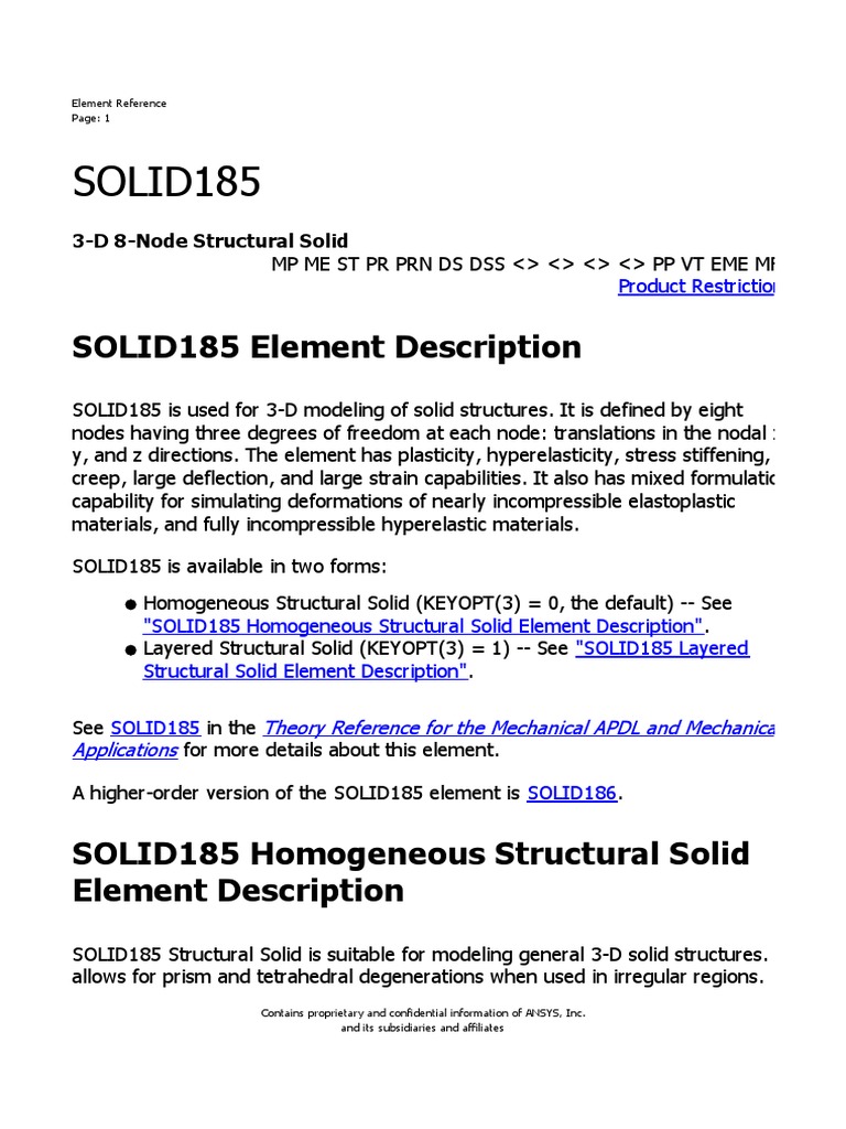Solid185 PDF | PDF | Viscoelasticity | Deformation (Mechanics)