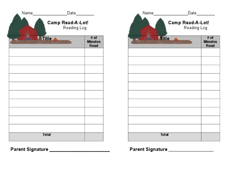 Camp Read-A-Lot Reading Log Template | PDF | Career & Growth | Foreign ...
