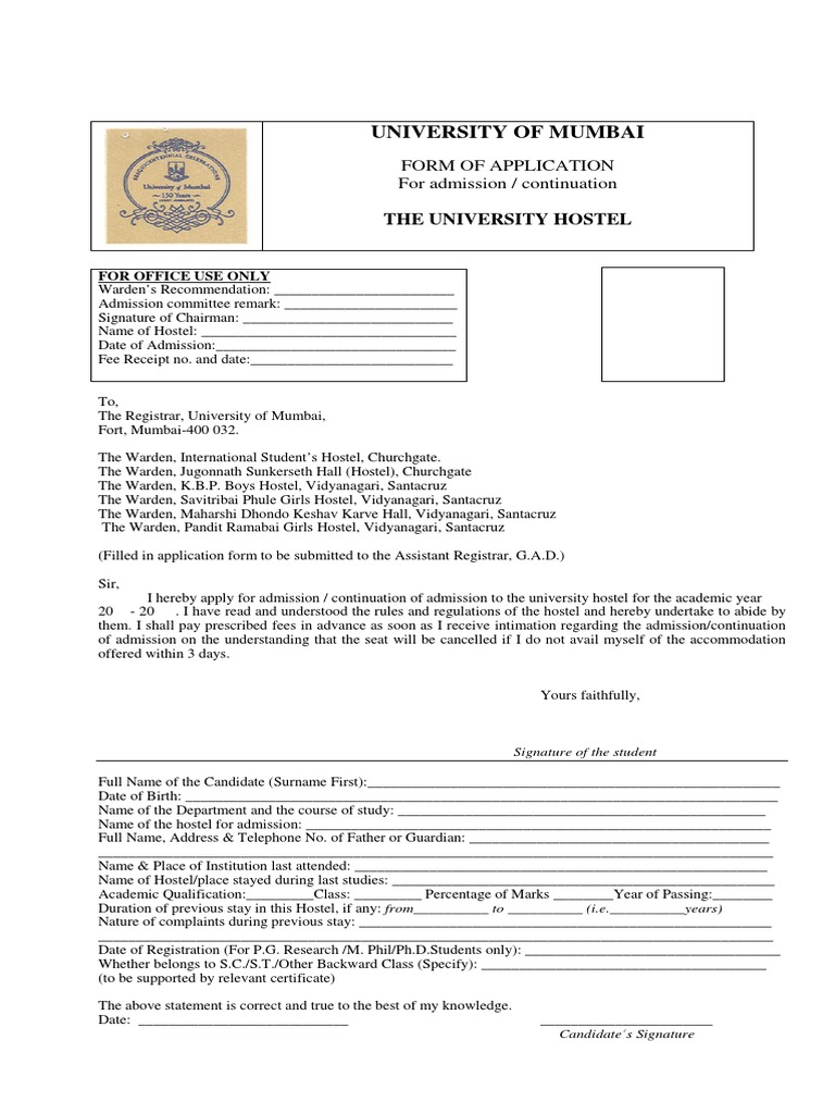 Hostel Application.pdf | Fee | Doctor Of Philosophy