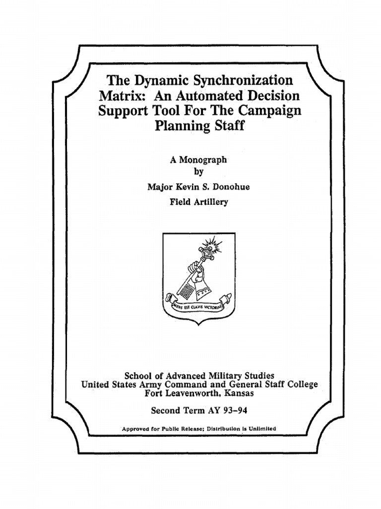 The Dynamic Synchronization Matrix | PDF | Operational Level Of War ...